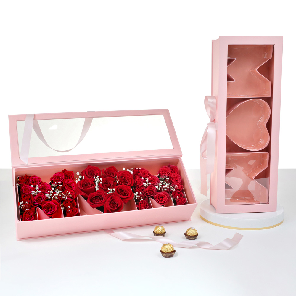 NEW Design “MOM” Box, Clear Top, Plastic Liner, Ribbon, Various Colors ...