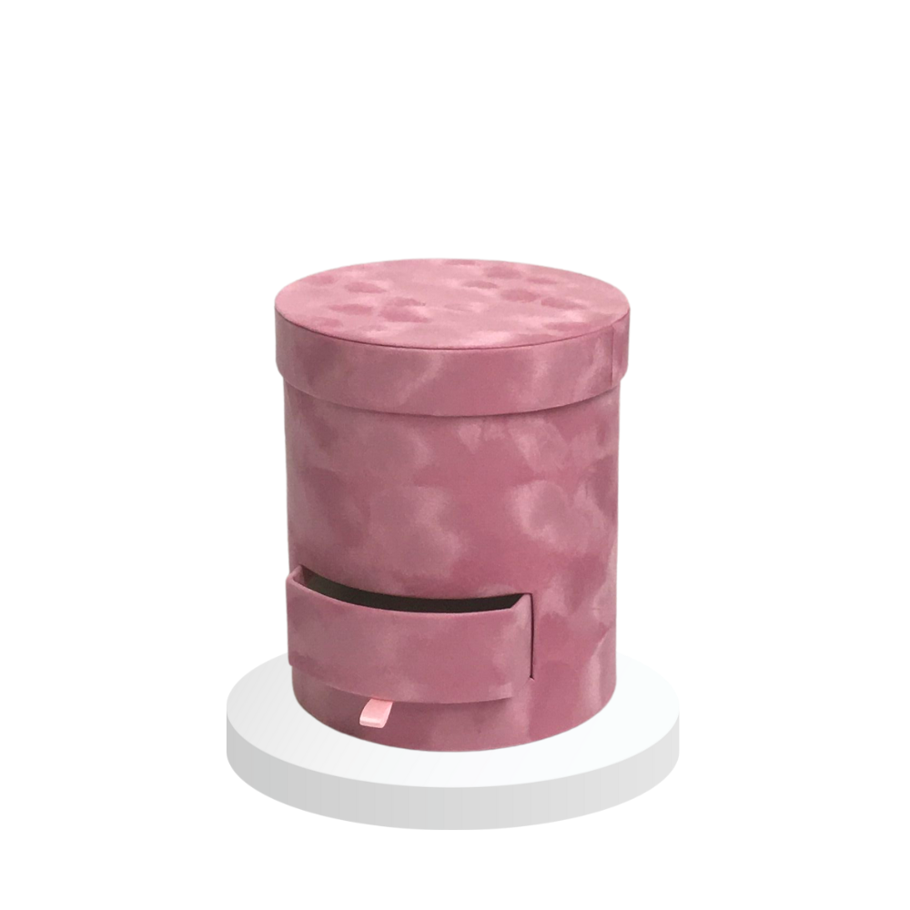 Velvet Box with Surprise Drawer, Various Colors, 6.7″ dia. x 7.9″, W778 ...